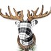 Buffalo Check Deer Wreath Center Black and White Plaid Rustic Head With ...