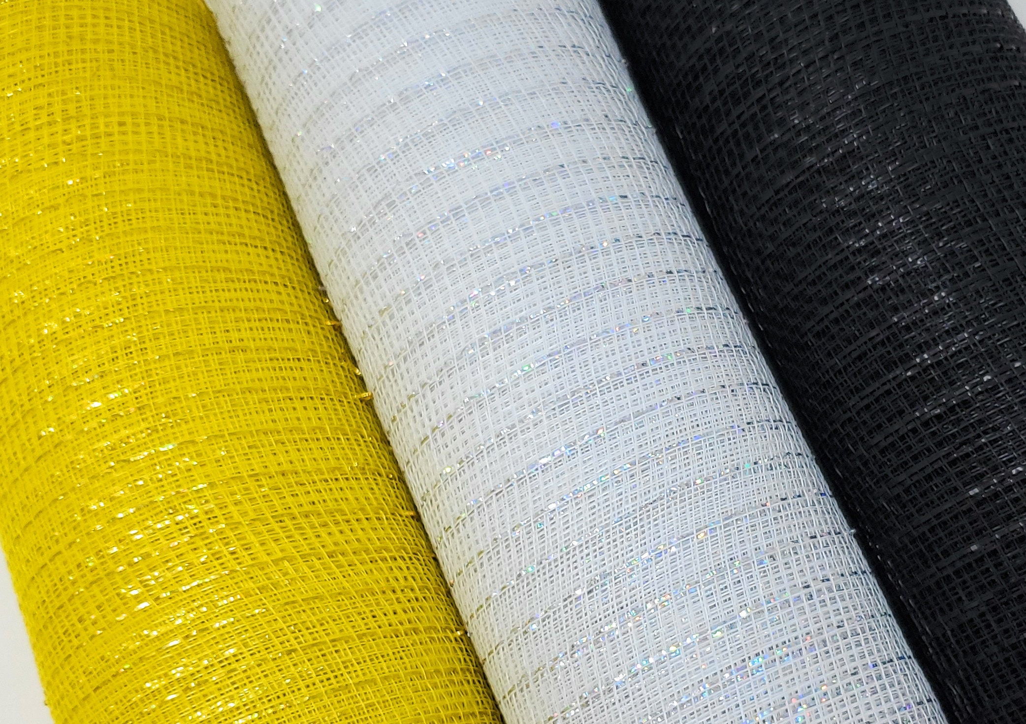 Bumblebee Themed Metallic Deco Mesh black White Yellow and - Etsy