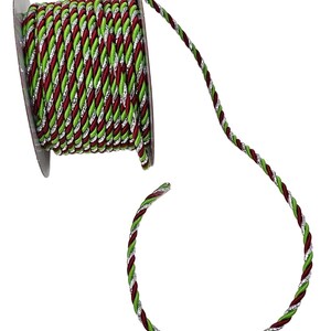 Lime Green, Red, and Silver Twisted Rope Christmas Ribbon, 30 Feet - Etsy