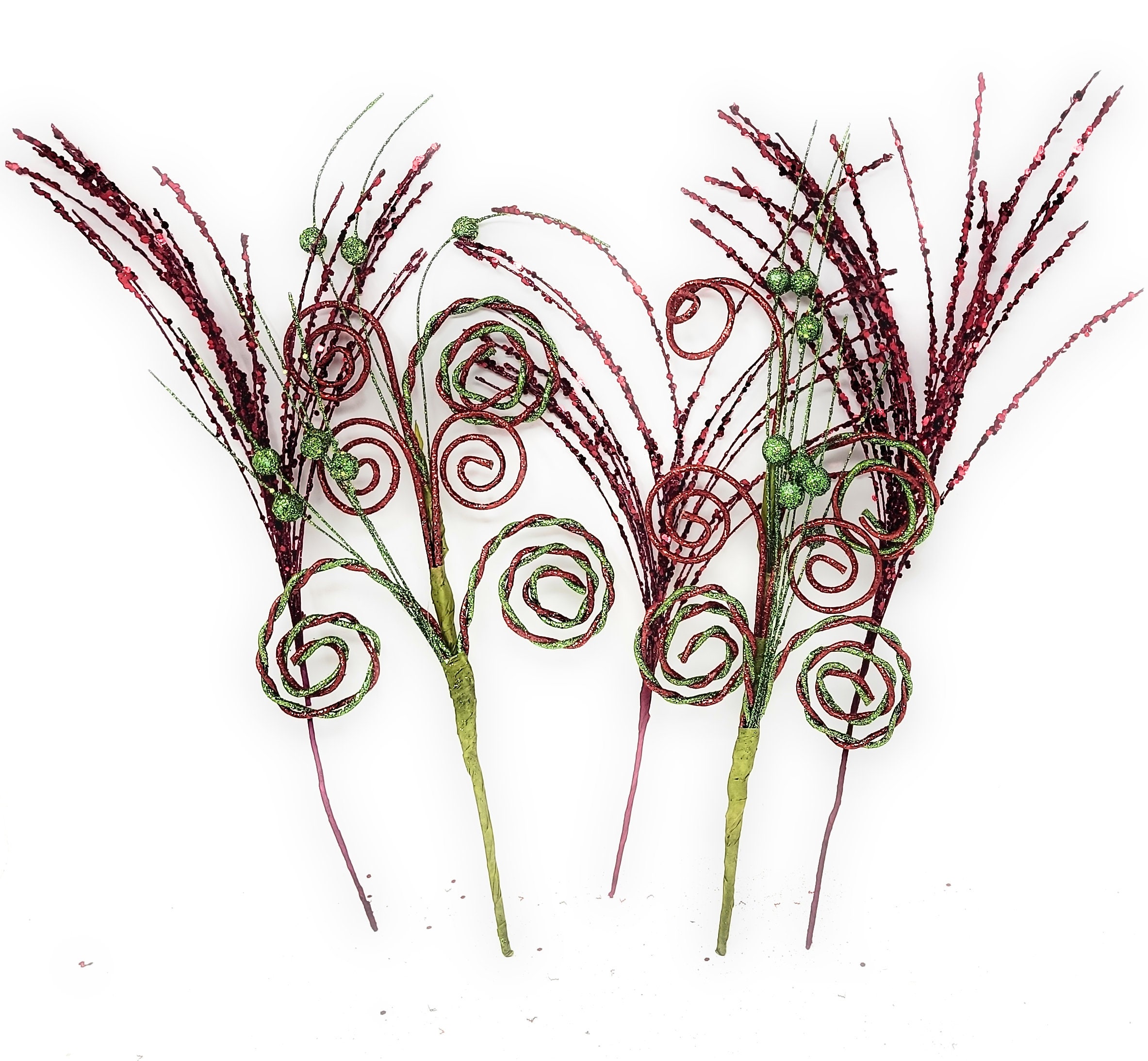 Twisted Twirl Red and Green Glitter Picks Wreath Attachments - Etsy