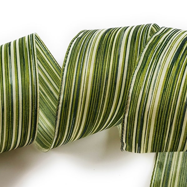 Green Striped Ribbon - Etsy