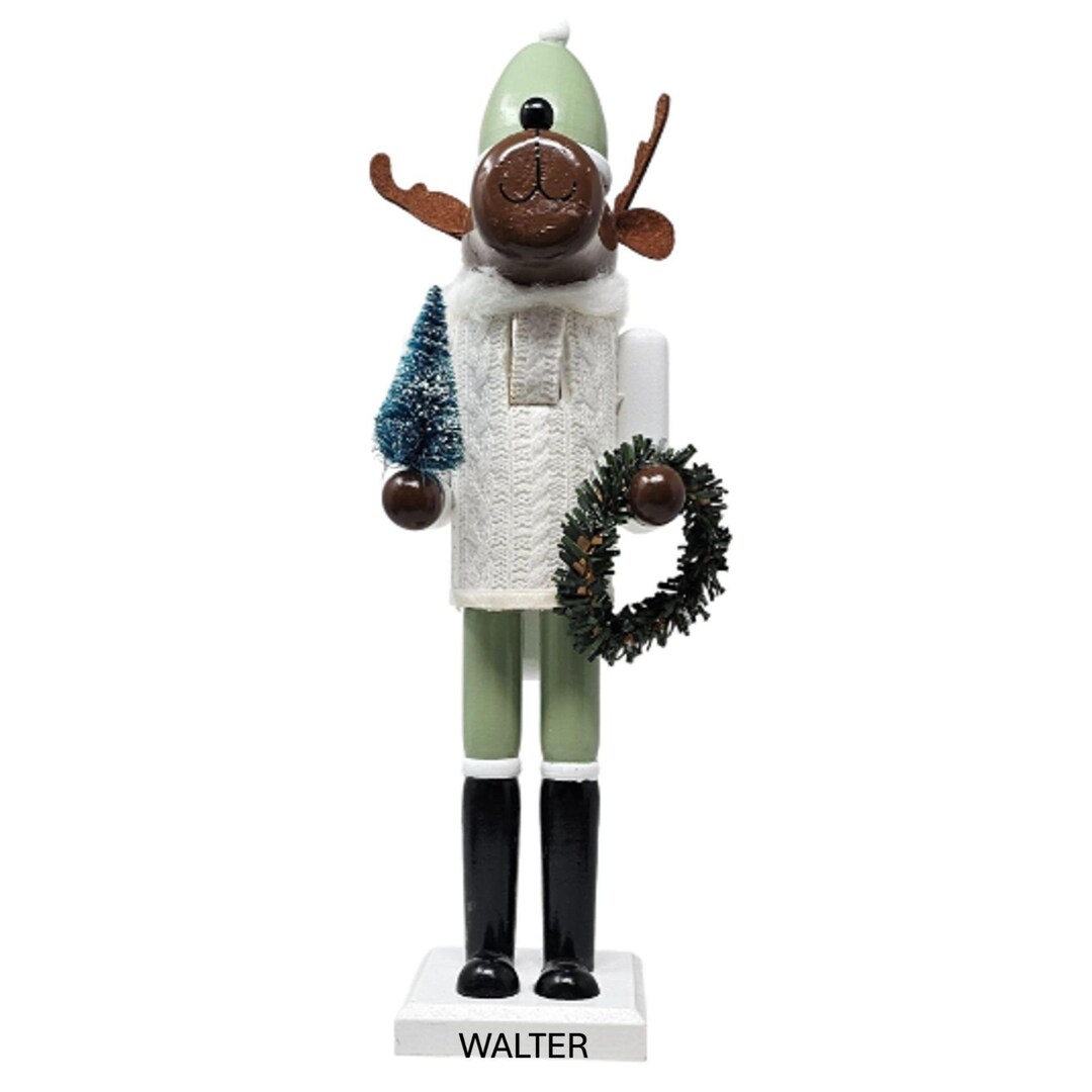 Winter Moose With Wreath and Tree 15" Christmas Nutcracker ...