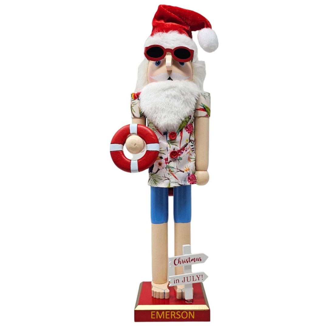 Surfing Santa Christmas in July Lifeguard 15" Nutcracker - Personalized ...