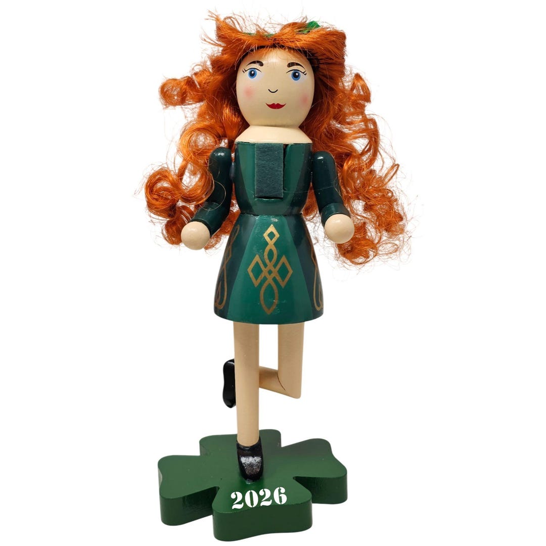 Irish Red Headed Female 4 Leaf Clover 10" St. Patrick's Day Wood ...