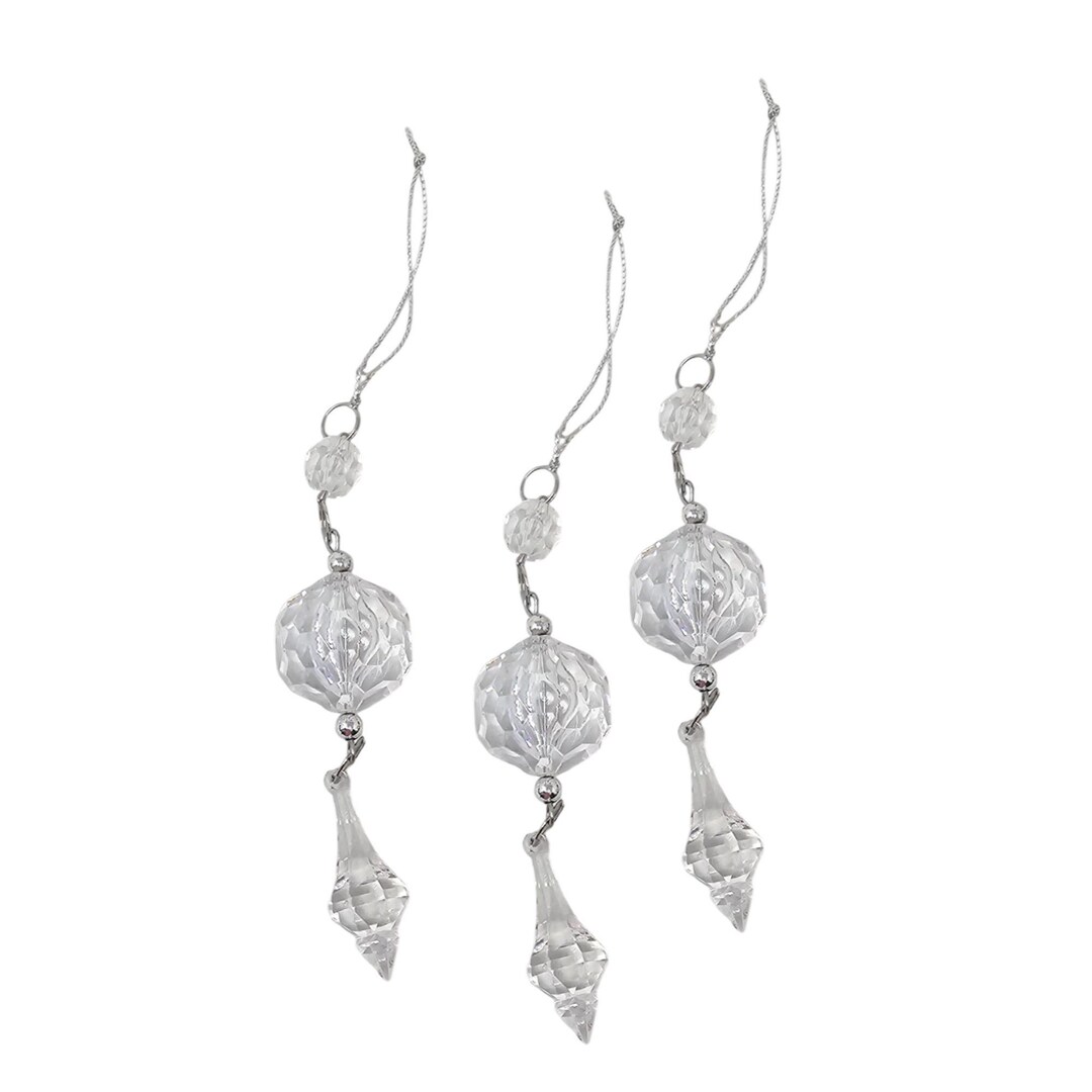 Clear Acrylic Bead Round and Teardrop Bauble Gem Ornaments (set of 3 ...
