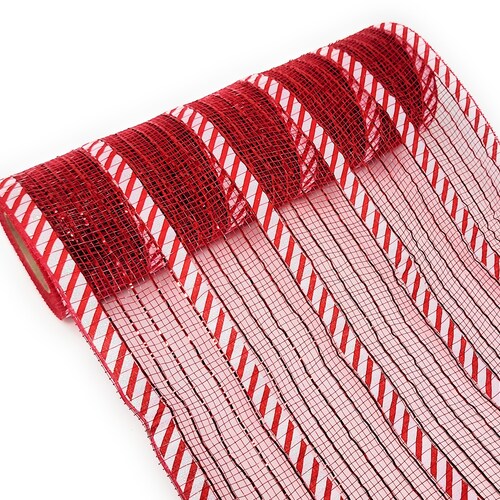 Red Metallic Deco Mesh Ribbon - Etsy