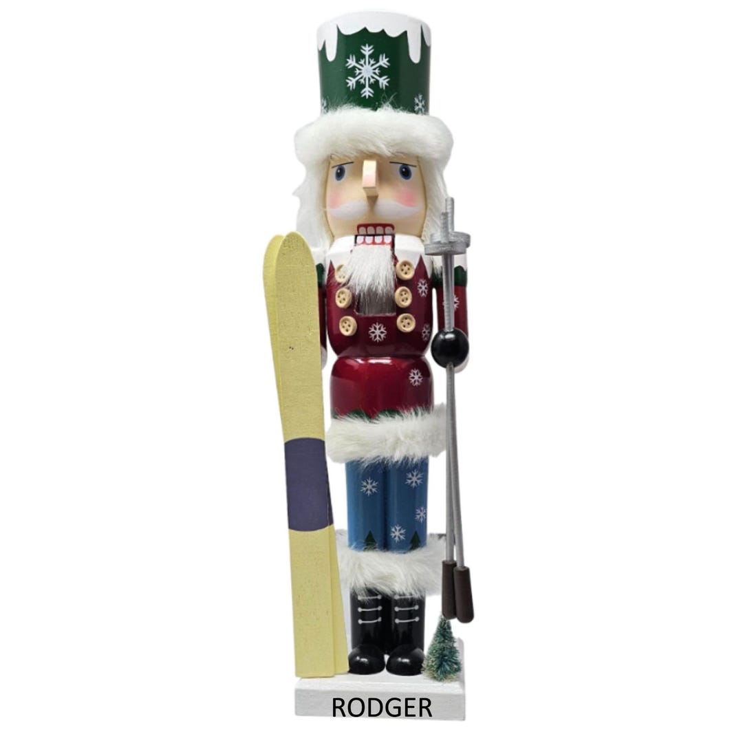 Snowflake Male Skier With Skis And, Ski Poles 14 Christmas Nutcracker ...