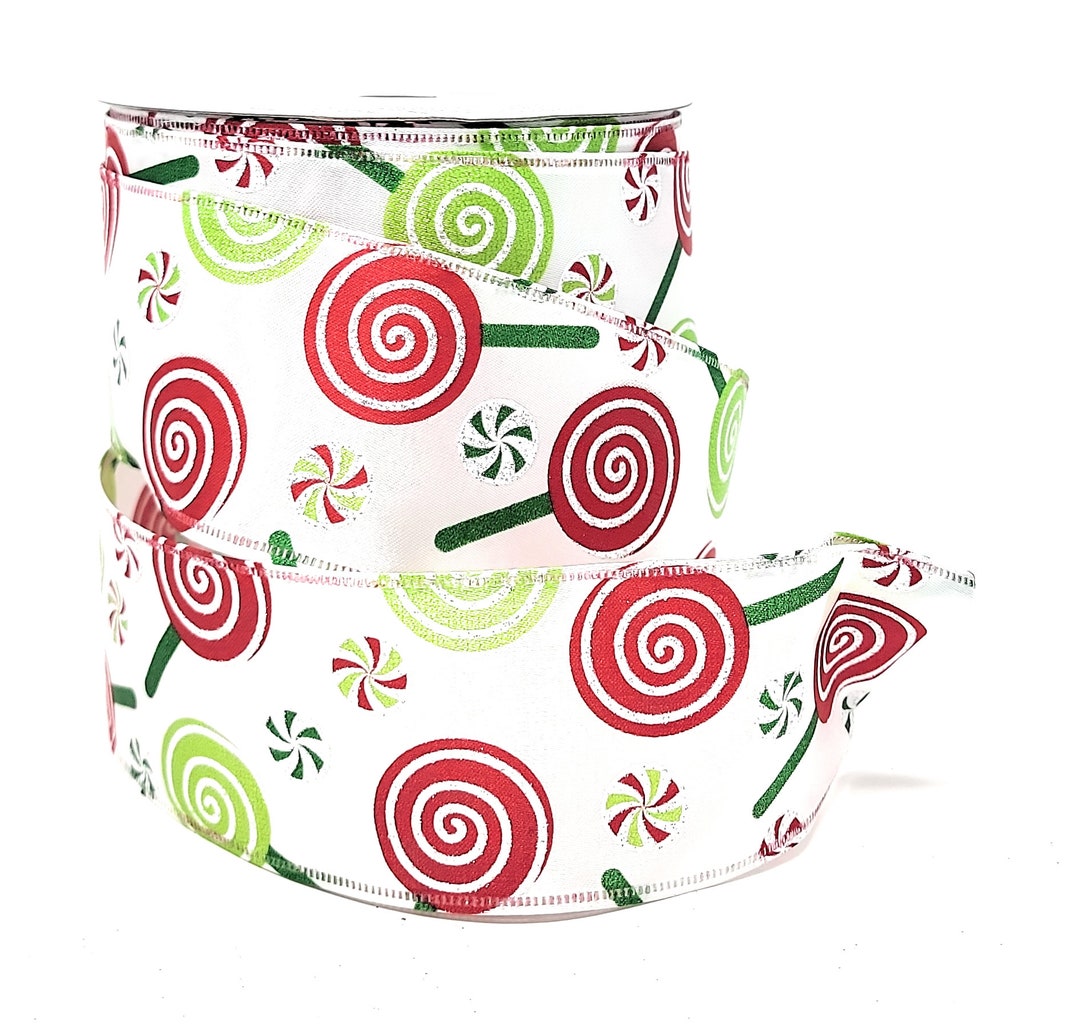 2.5 Wide Wired Lime Green and Red Lollipop and Peppermint Candy ...
