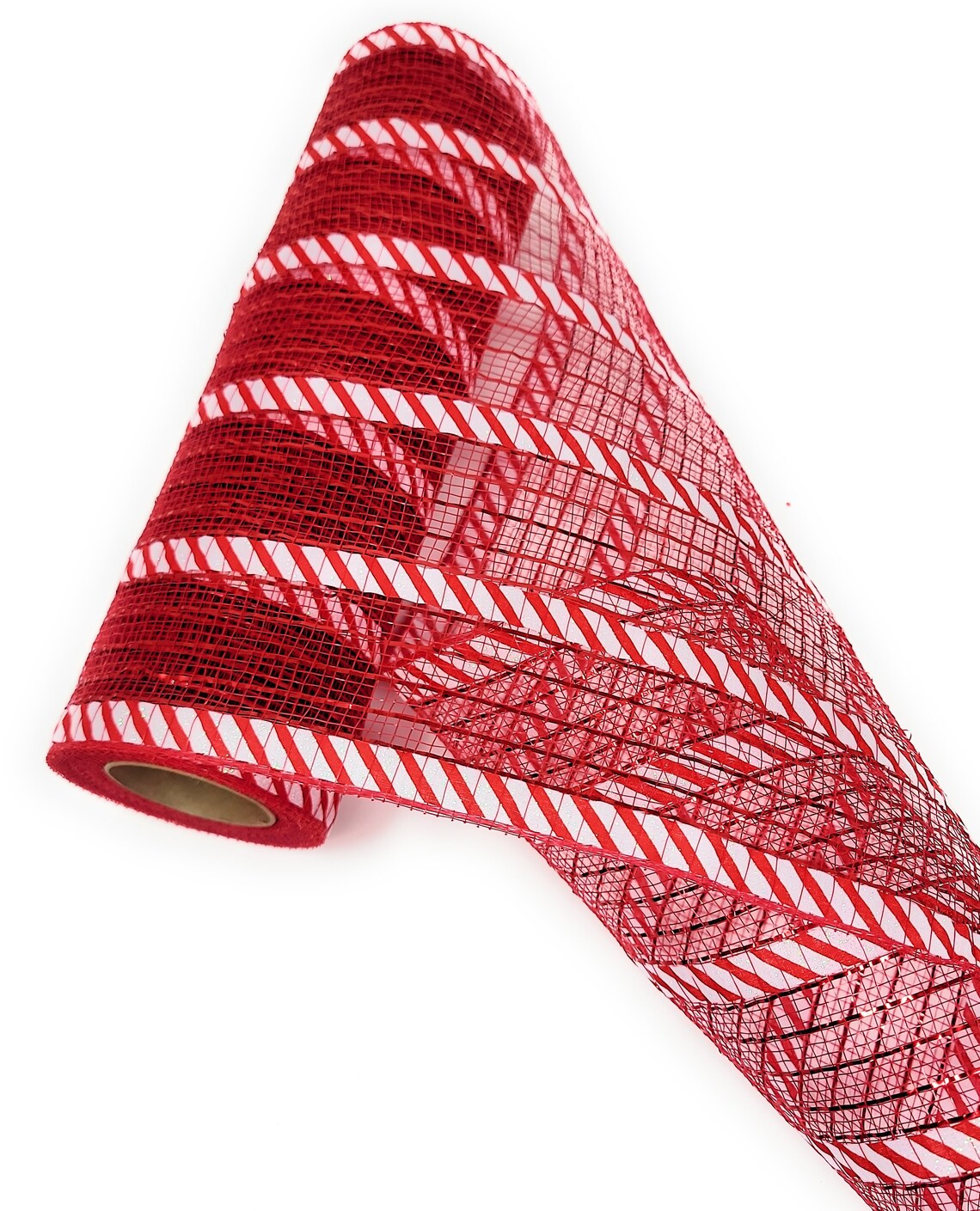 10 Christmas Peppermint Red Metallic Foil Deco Mesh - Etsy