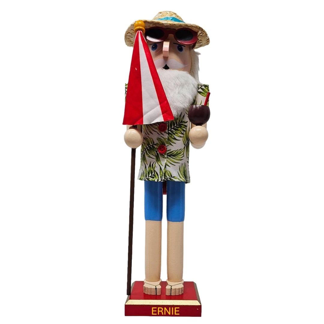 Beach Bum Surfing Umbrella and Drink Christmas 15" Nutcracker ...