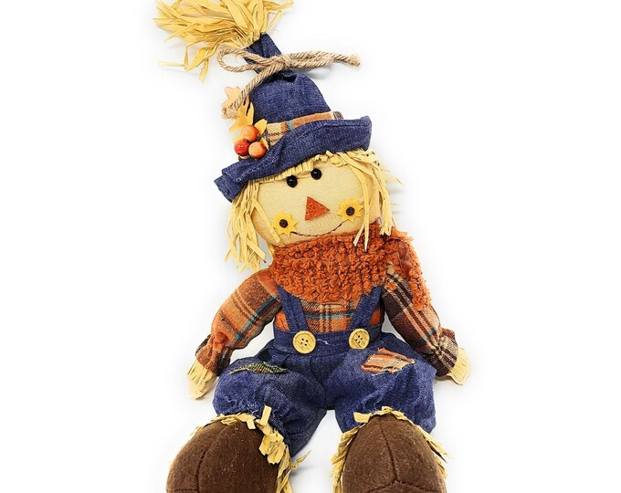 Fall Plush Scarecrow With Overalls 18 Wreath Autumn Home Decor - Etsy