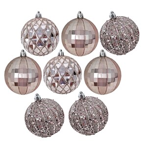 Rose Gold Round Ball Christmas Ornaments Set of 8, Shatterproof - Etsy