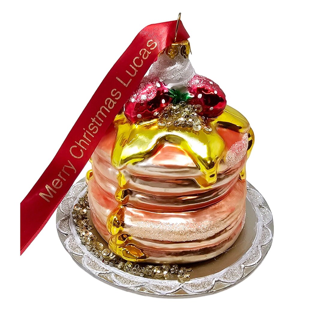 Stack of Hotcakes Pancakes Glass Christmas Ornament - Personalized Gift ...