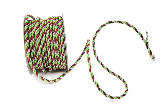 Lime Green Red and Silver Twisted Rope Christmas Ribbon 30 - Etsy