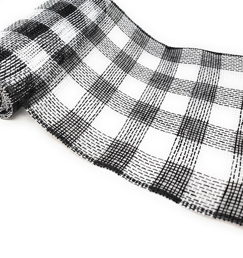 10 Wide White and Black Buffalo Check Plaid Poly Mesh - Etsy