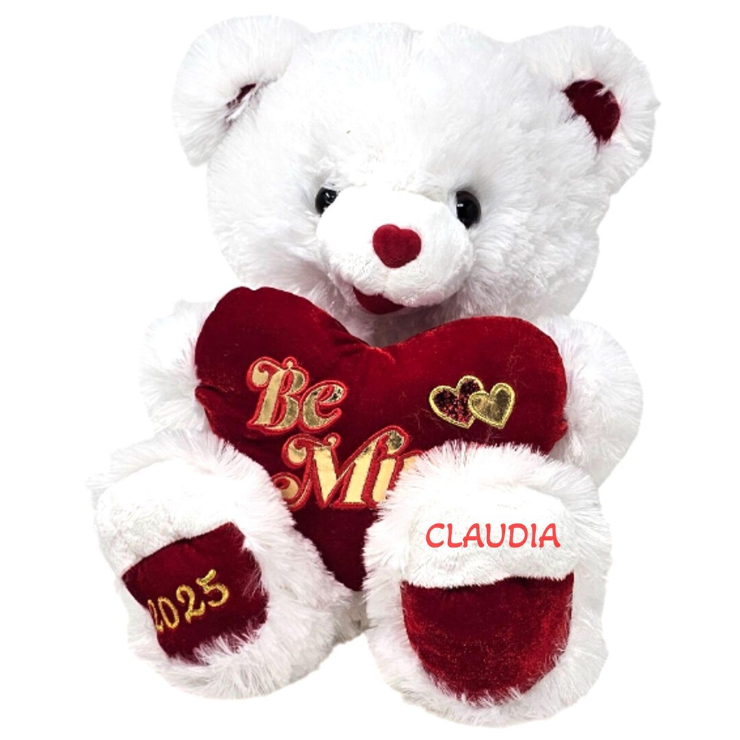 Valentine's Day 2025 Plush 18 White Teddy Bear, Be Mine Heart ...