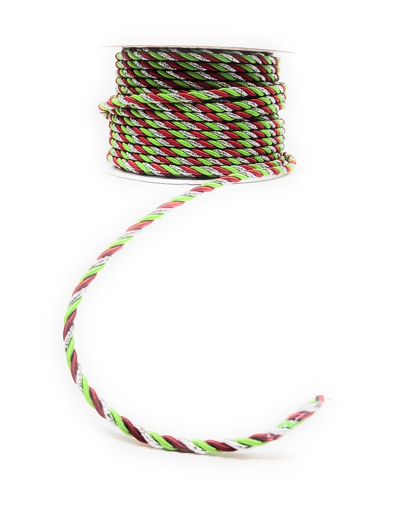 Lime Green Red and Silver Twisted Rope Christmas Ribbon 30 - Etsy