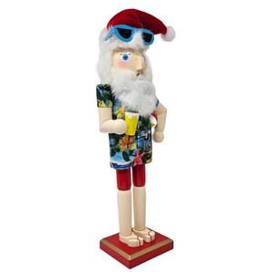 Surfing Santa Ice Cold Beverage Beach Wood 14" Nutcracker ...