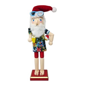 Surfing Santa Ice Cold Beverage Beach Wood 14" Nutcracker ...