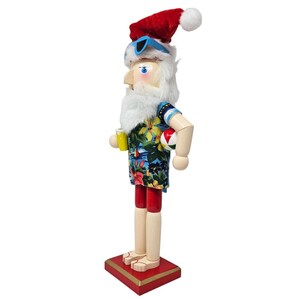 Surfing Santa Ice Cold Beverage Beach Wood 14" Nutcracker ...