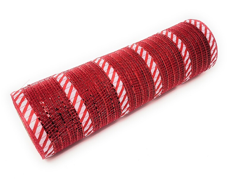 10 Christmas Peppermint Red Metallic Foil Deco Mesh - Etsy