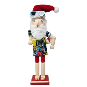 Surfing Santa Ice Cold Beverage Beach Wood 14" Nutcracker ...