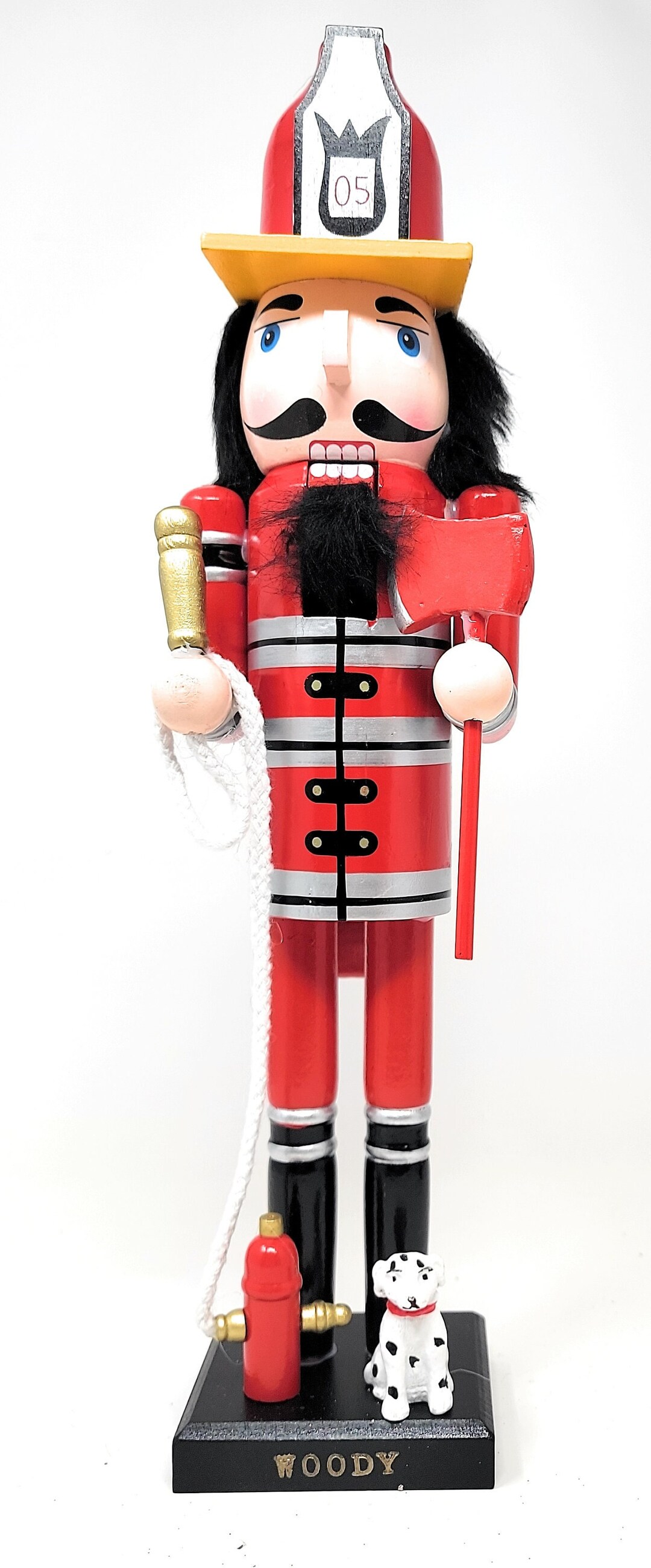 Fireman Firefighter Dalmatian Axe Hydrant Wood 16" Christmas Nutcracker ...