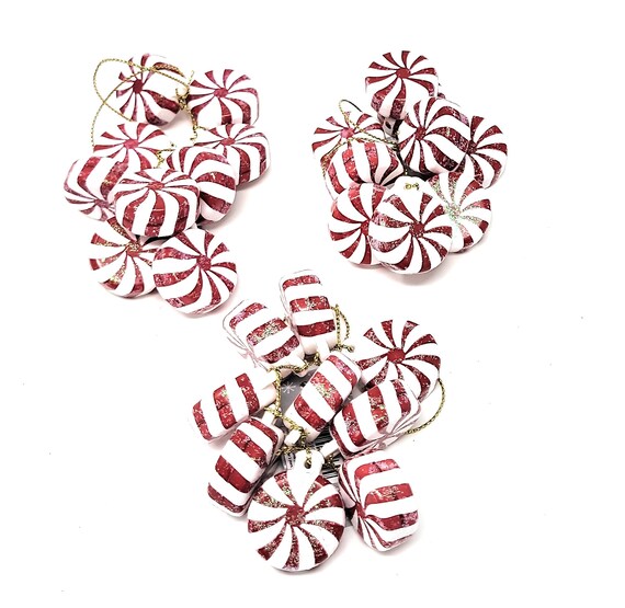 Red and White Striped Peppermint Candy Clusters Christmas - Etsy