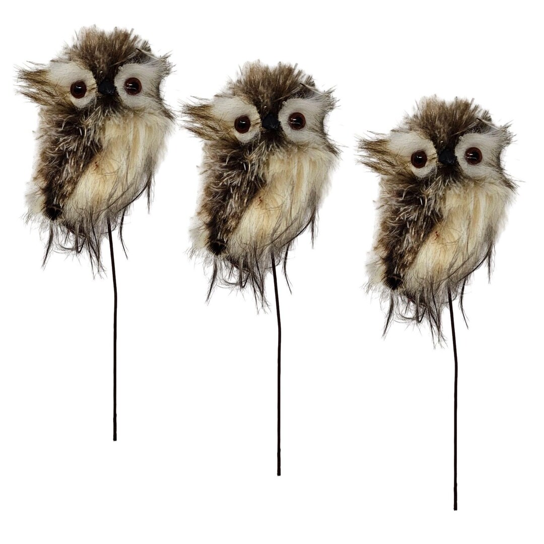 Nature Brown Owl 9 Floral Christmas Picks set of 3 - Etsy