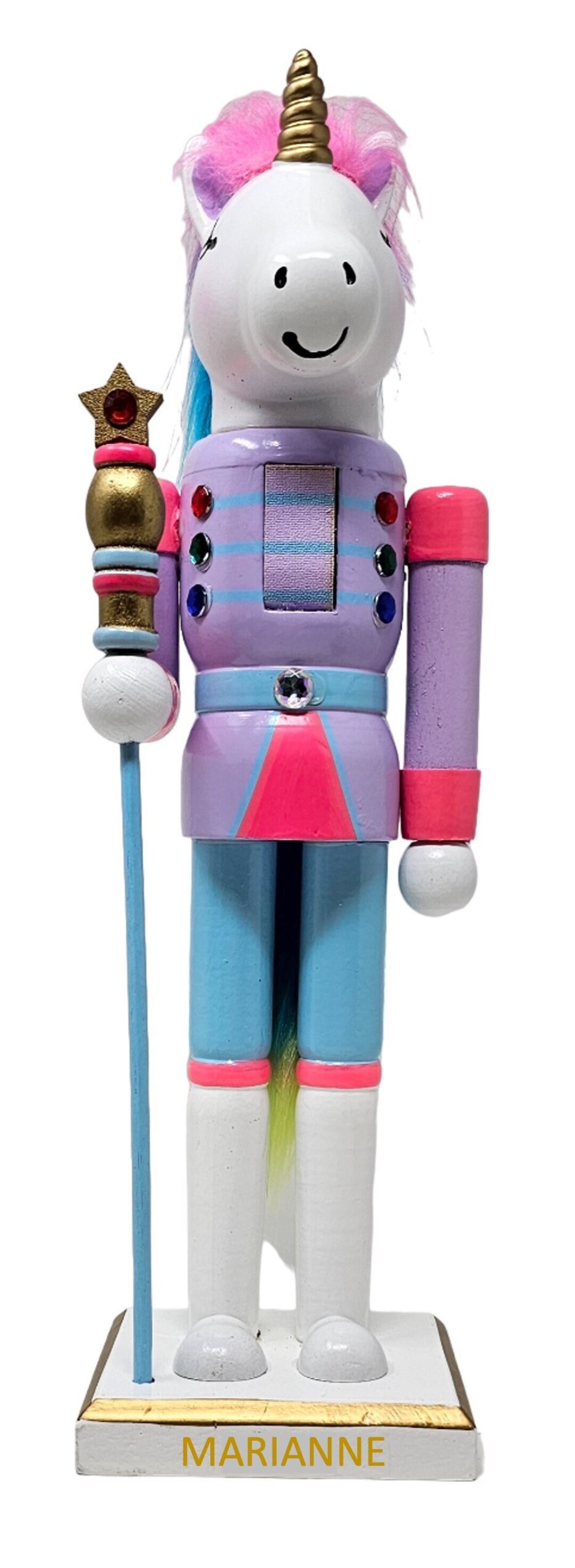 Pastel Rainbow Unicorn Christmas Wood 13 Nutcracker Personalized Gift ...