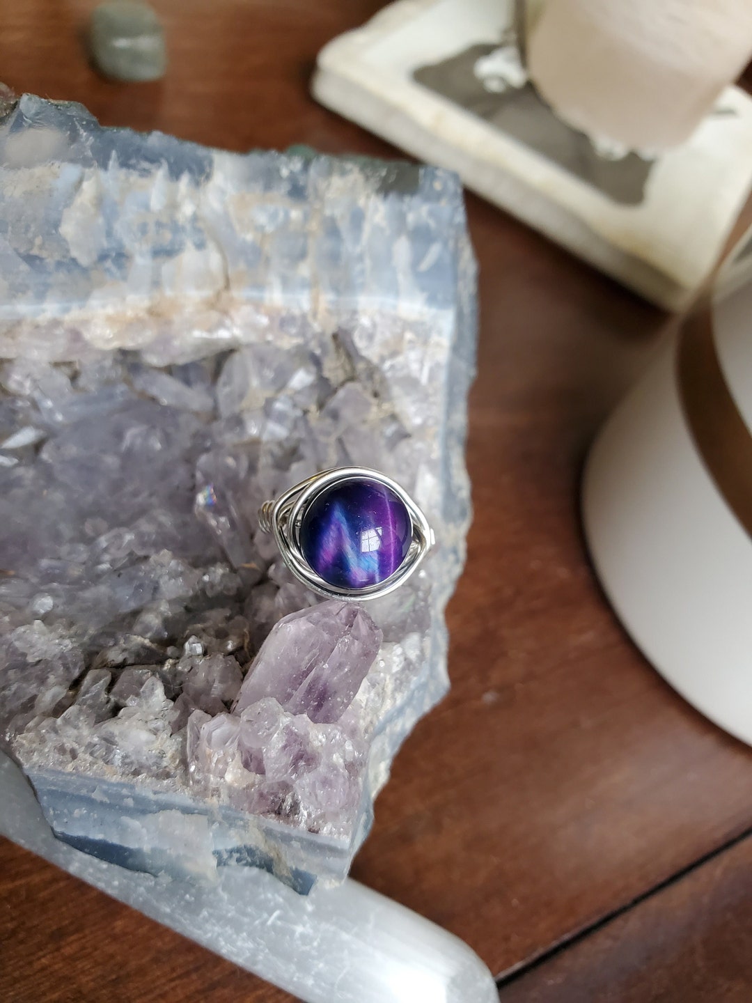 Rainbow Tigers Eye Spinner Ring, Large Rainbow Tigers Eye, Spinner Ring ...