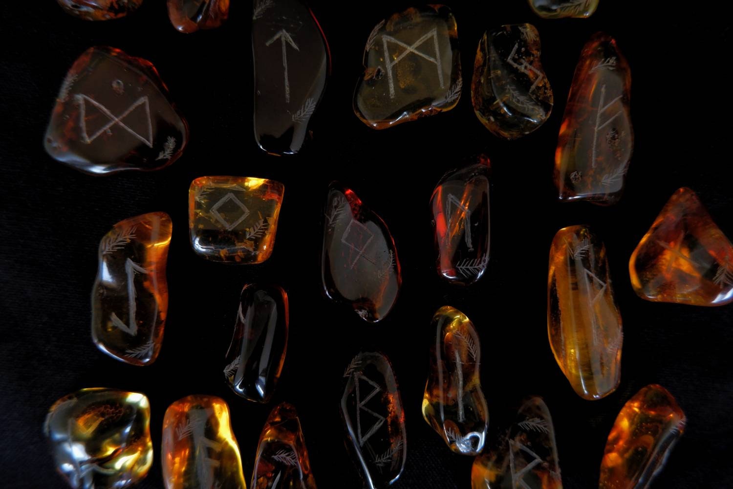 24 Elder Futhark Runes Engraved in Baltic Amber – Optional +1 Wyrd ...