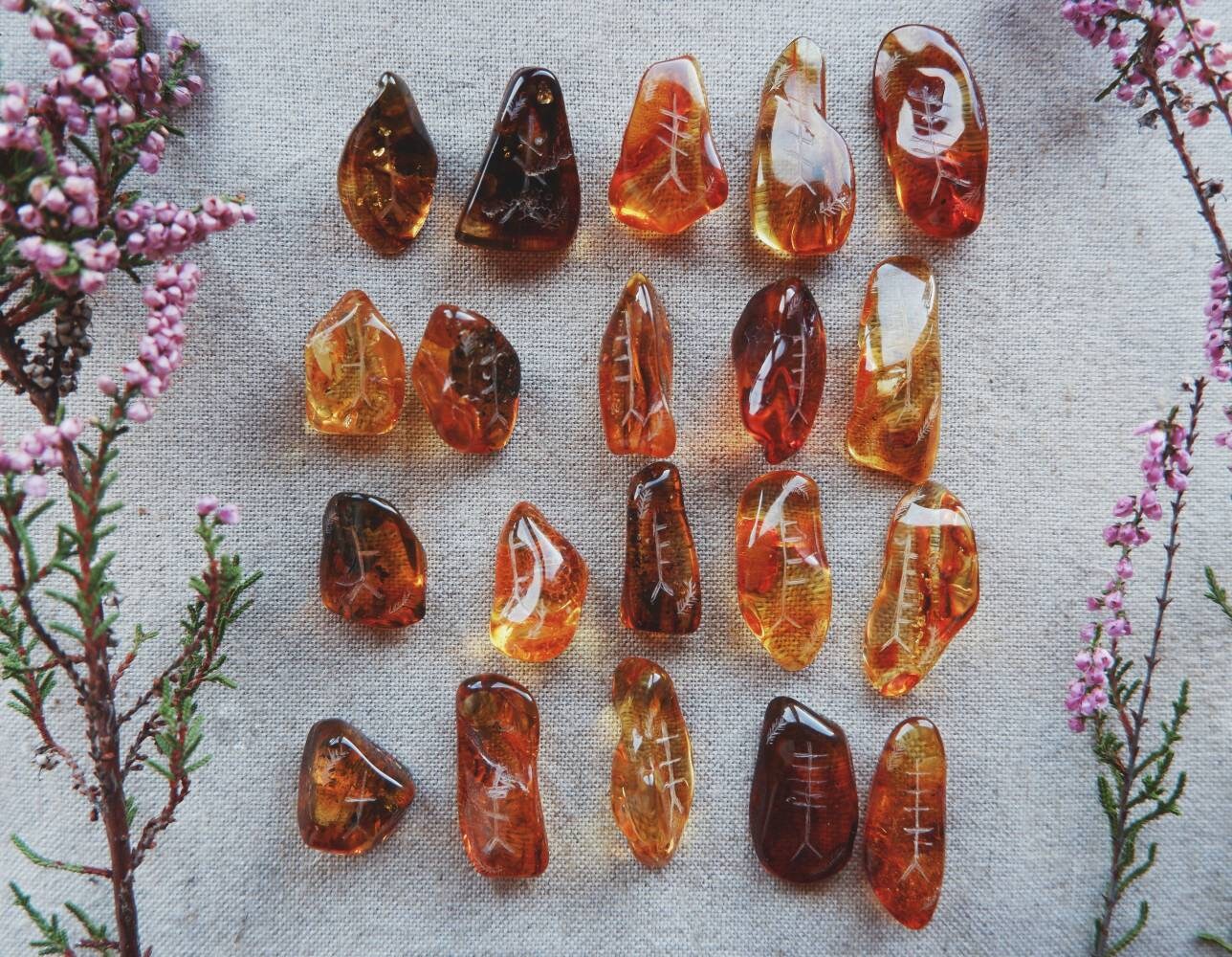 Ogham Set Baltic Amber Celtic Ogham Set 20 or 25 Pieces - Etsy