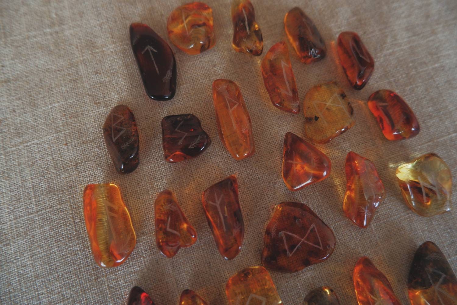 Baltic Amber 24 Runes of the Elder Futhark Premium - Etsy