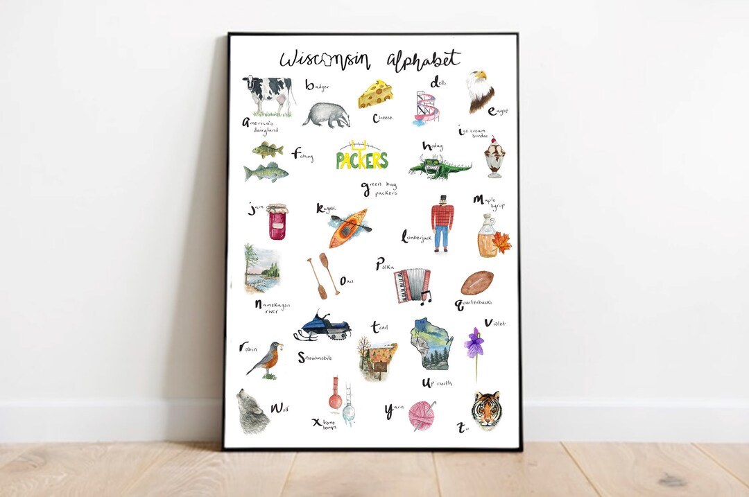 Wisconsin Alphabet Watercolor Poster Print, 11x14 or 16x20 - Etsy