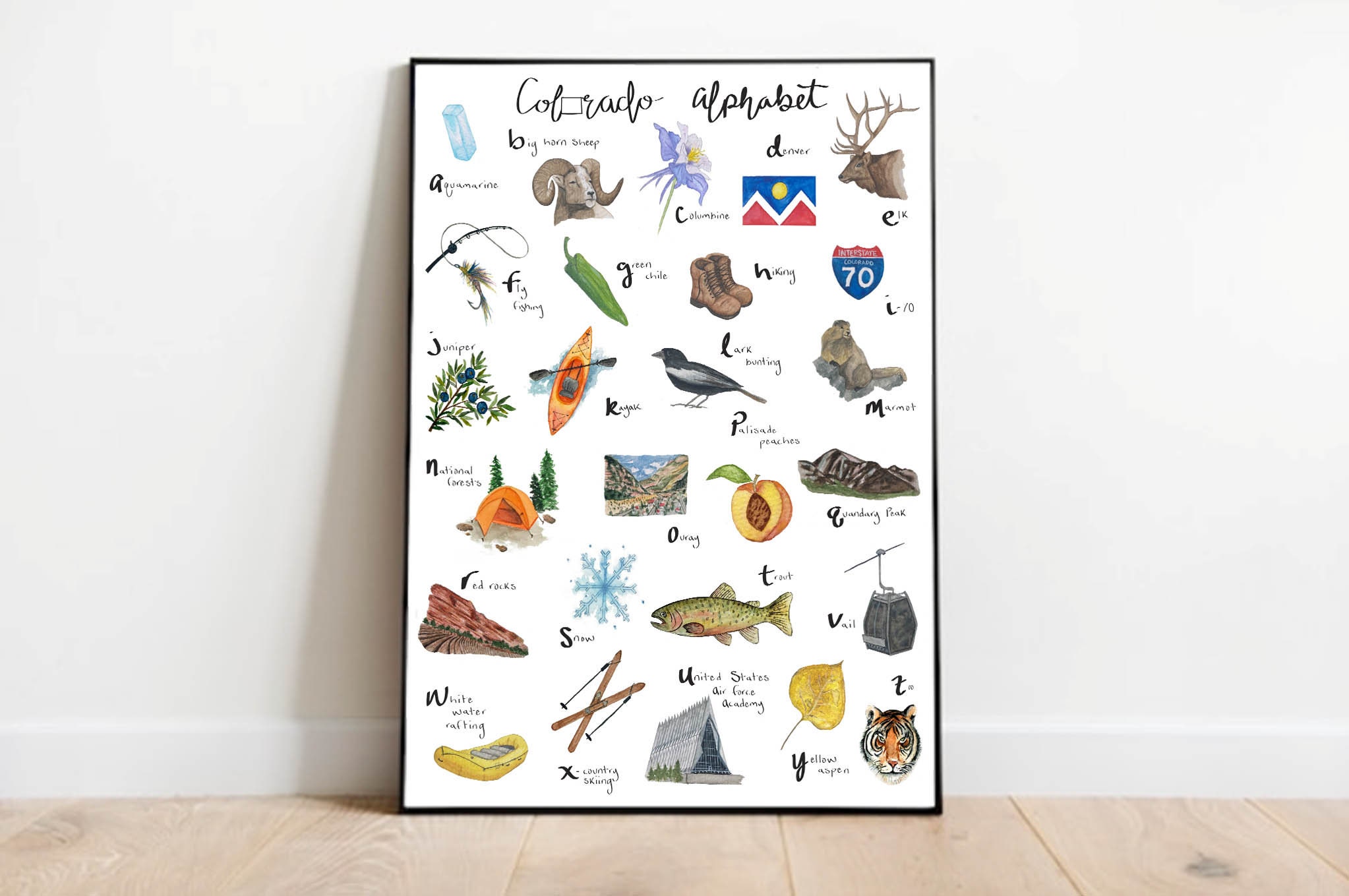 Colorado Alphabet Watercolor Poster Print, 11x14 or 16x20 - Etsy