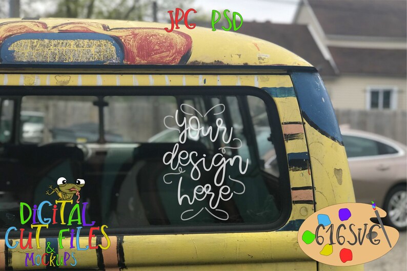 Hippie Van Mockup Rear View - Etsy