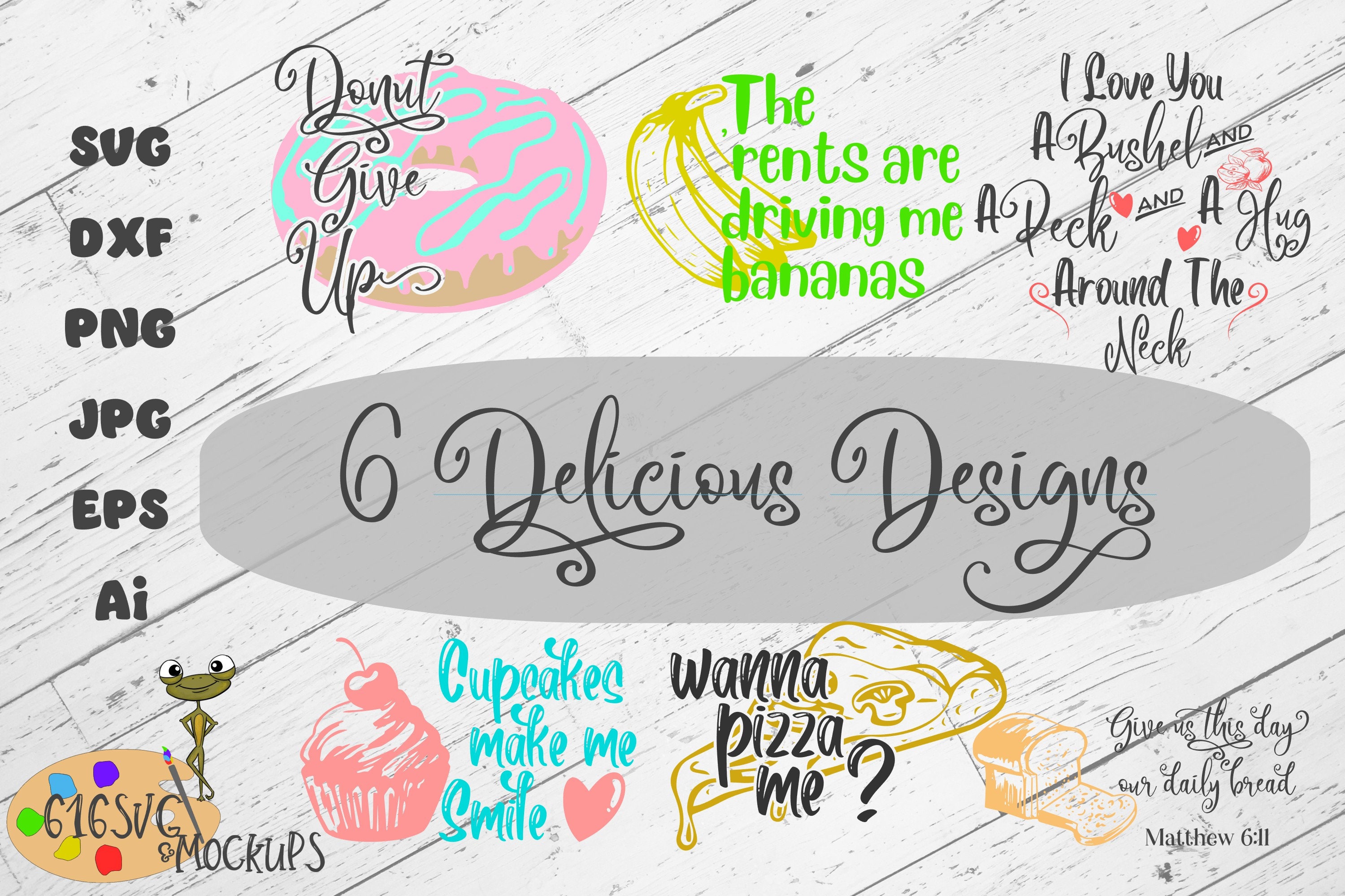 6 Delicious Designs and Food Puns SVG Mini Bundle Pack - Etsy