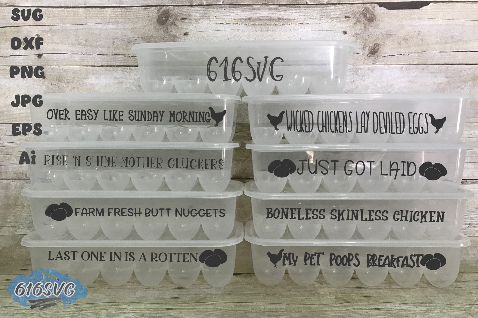16 Egg Container Egg Storage Sayings SVG Egg Puns Funny Humor Chicken ...