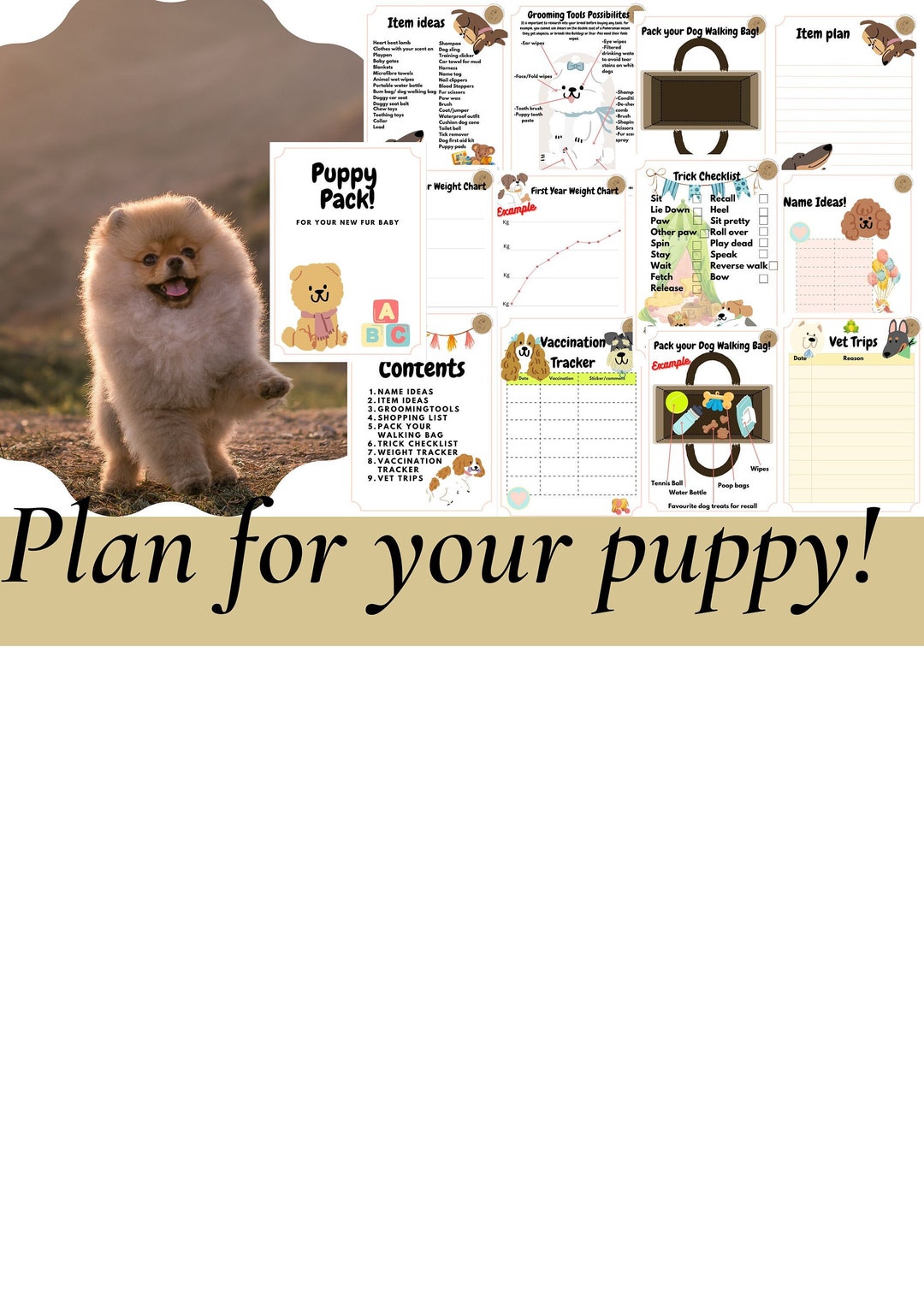 ULTIMATE Puppy Pack BUNDLE, Puppy Checklist, Pet Planner, Dog Planner ...