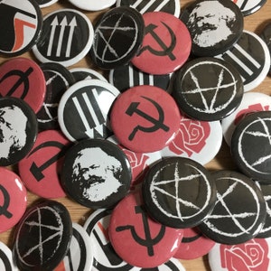 Leftist Pin Button Pack | 1", Anarchy, Antifascist, Communism, Sickle ...