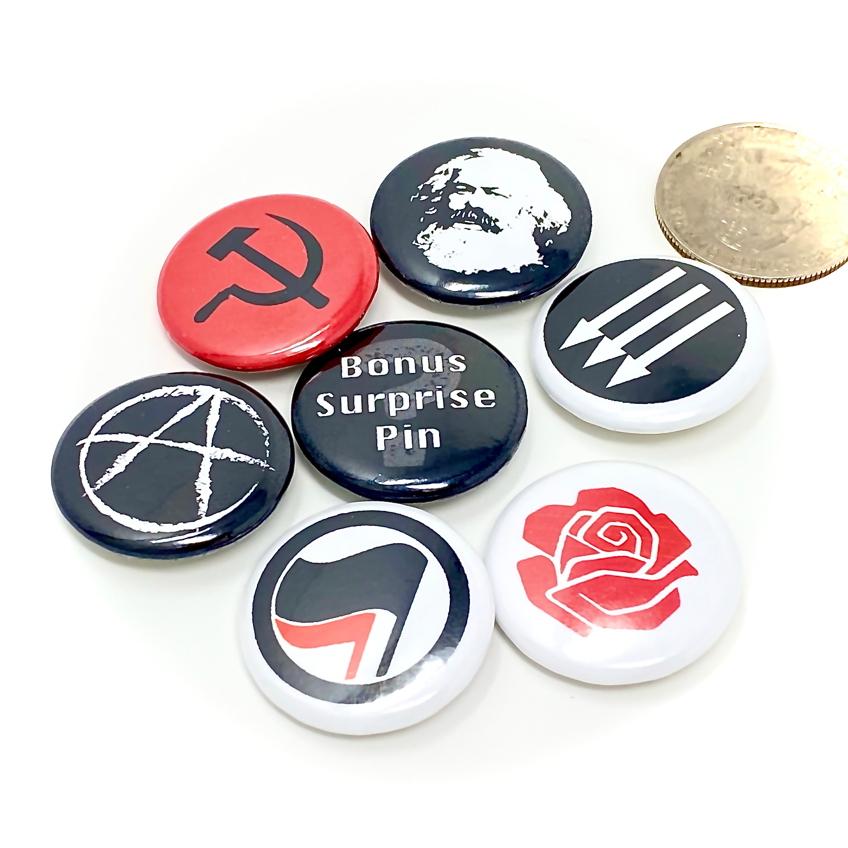 Leftist Pin Button Pack | 1", Anarchy, Antifascist, Communism, Sickle ...