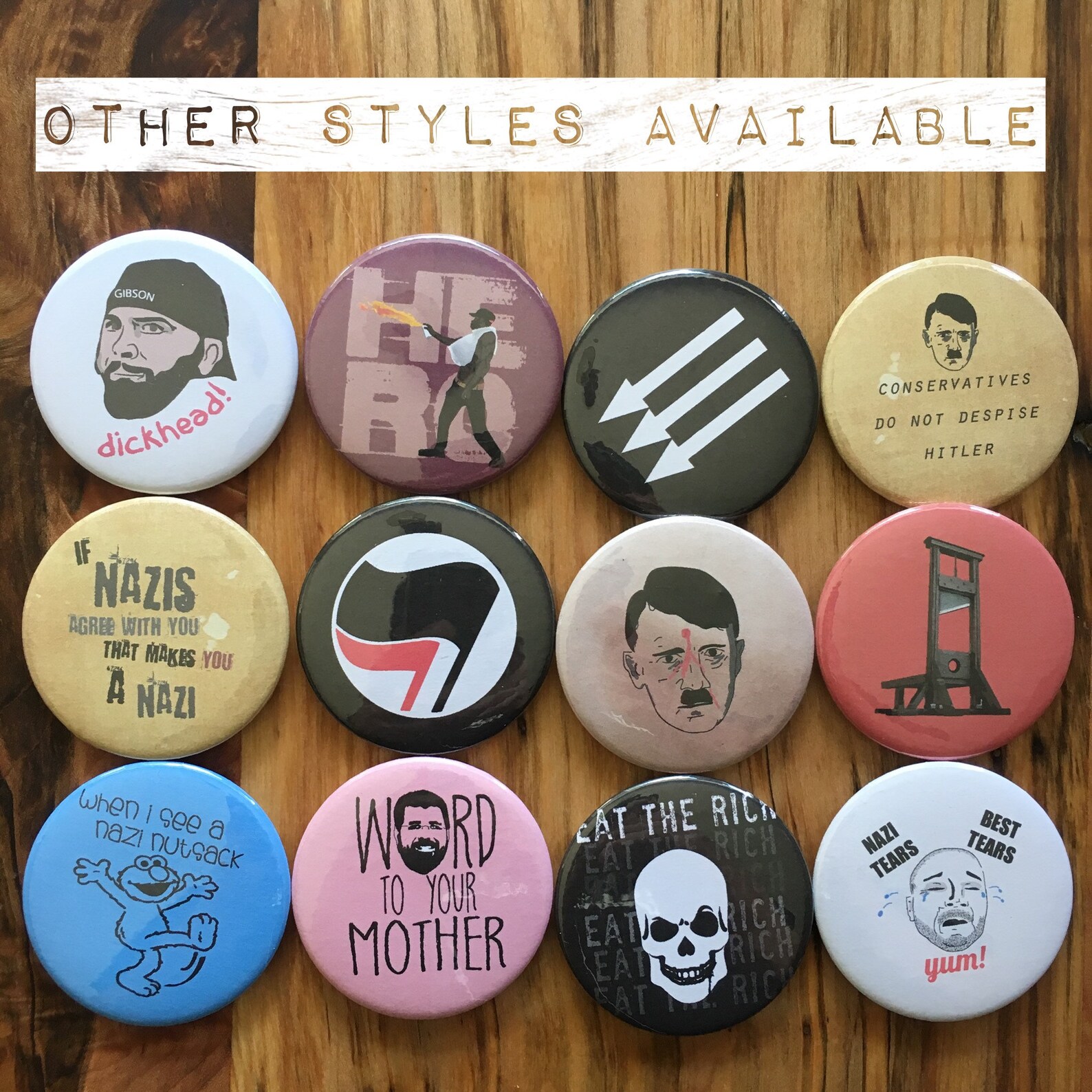 Antifa Button 2.5 Red and Black antifascist | Etsy