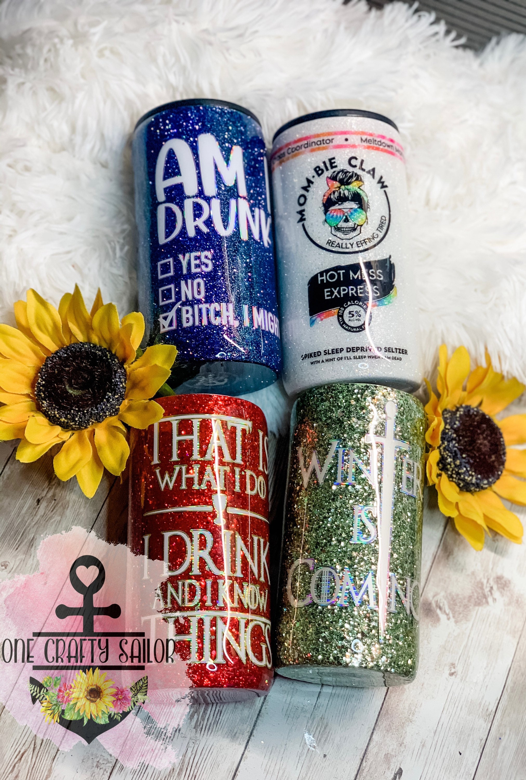 Personalized Can Holder Your Design Can Holder Glittered - Etsy