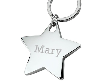 Personalized Polished Silver Heart Shaped Key Chain Engraved | Etsy