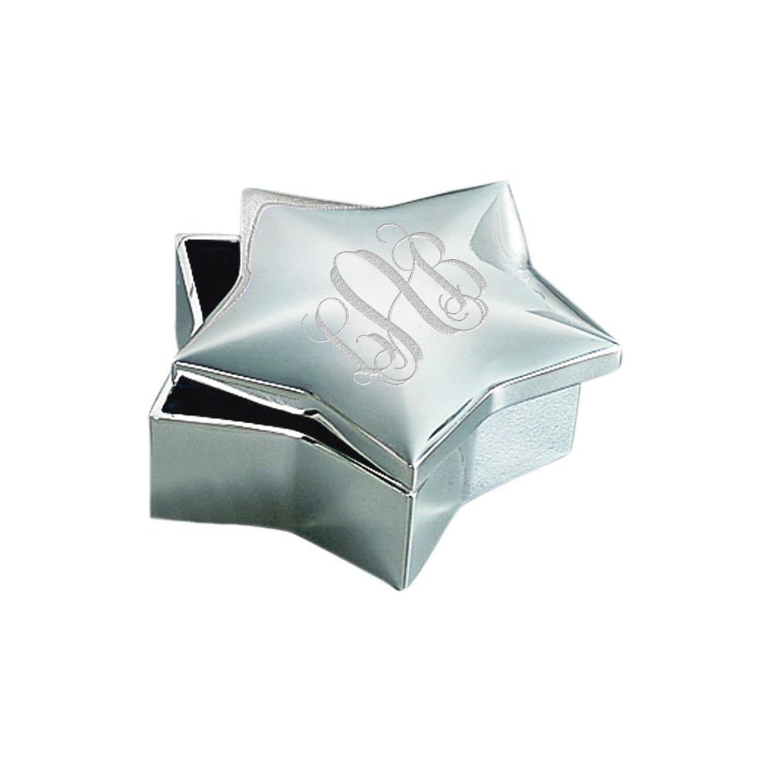 Personalized Small Polished Silver Star Shaped Jewelry Box Engraved ...