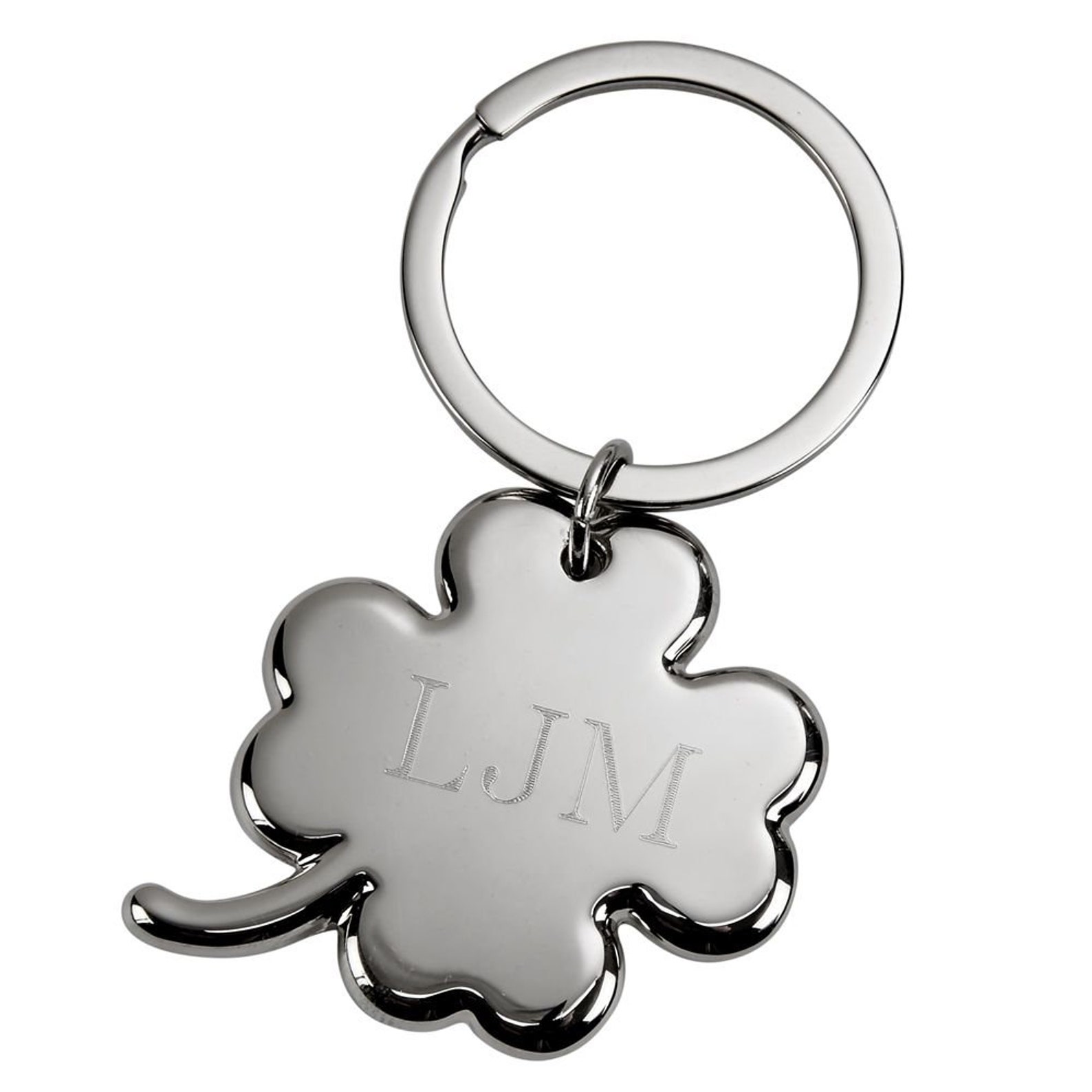 Personalized Silver Four Leaf Clover Key Chain Engraved Gift - Etsy