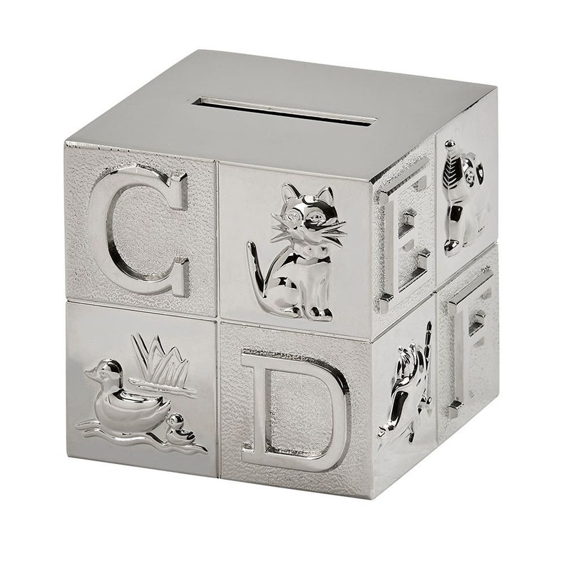 Personalized Polished Silver Finish ABC Block Money Bank - Etsy