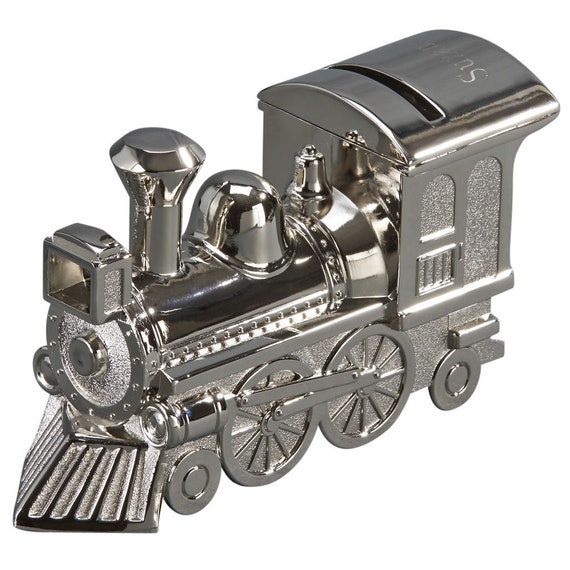 Personalized Polished Silver Finish Train Money Bank Engraved - Etsy