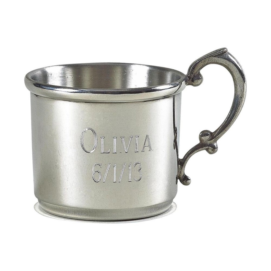 Personalized Genuine Pewter Traditional Baby Cup With Handle Engraved ...